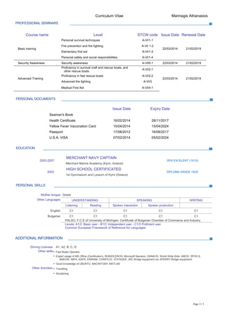 C.V. En Marinagis | PDF
