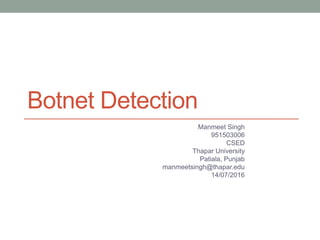 Seminar on Botnet Detection | PPTX | Information and Network Security | Computing