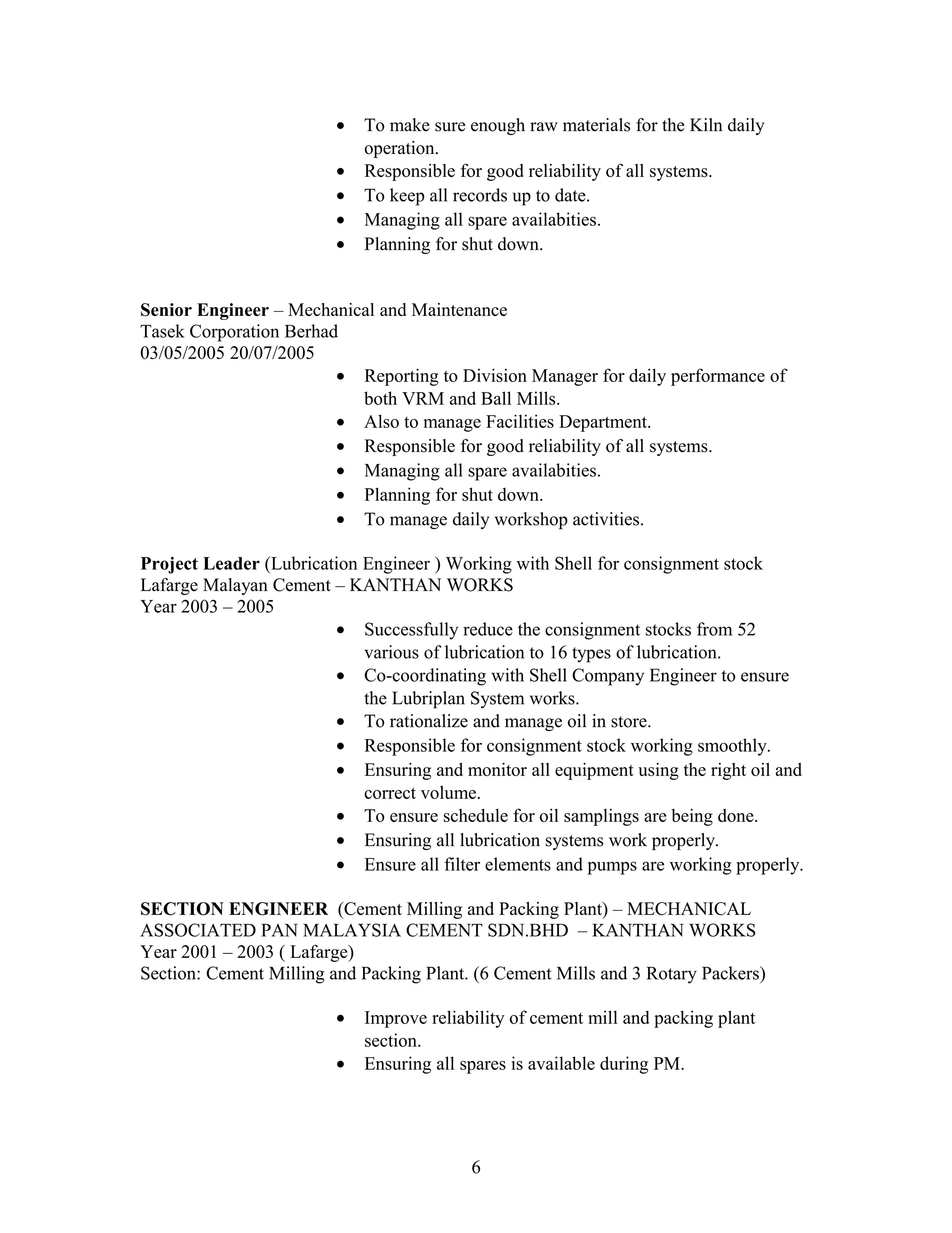 CURRICULUM VITAE Jan 2016 | DOC | Manufacturing Industry | Industries
