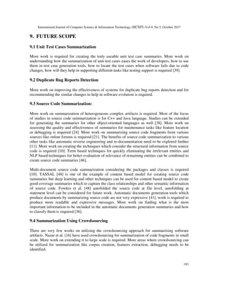 Summarization of Software Artifacts : A Review | PDF