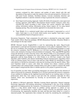 Summarization of Software Artifacts : A Review | PDF