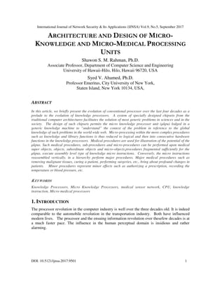 ARCHITECTURE AND DESIGN OF MICROKNOWLEDGE AND MICRO-MEDICAL PROCESSING ...