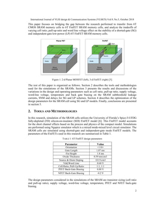 STATIC NOISE MARGIN OPTIMIZED 11NM SHORTED-GATE AND INDEPENDENT-GATE LOW POWER 6T FINFET SRAM ...