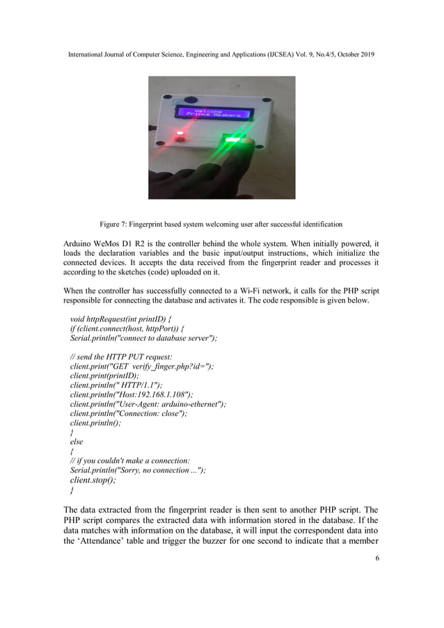 WIRELESS BIOMETRIC FINGERPRINT ATTENDANCE SYSTEM USING ARDUINO AND MYSQL DATABASE | PDF