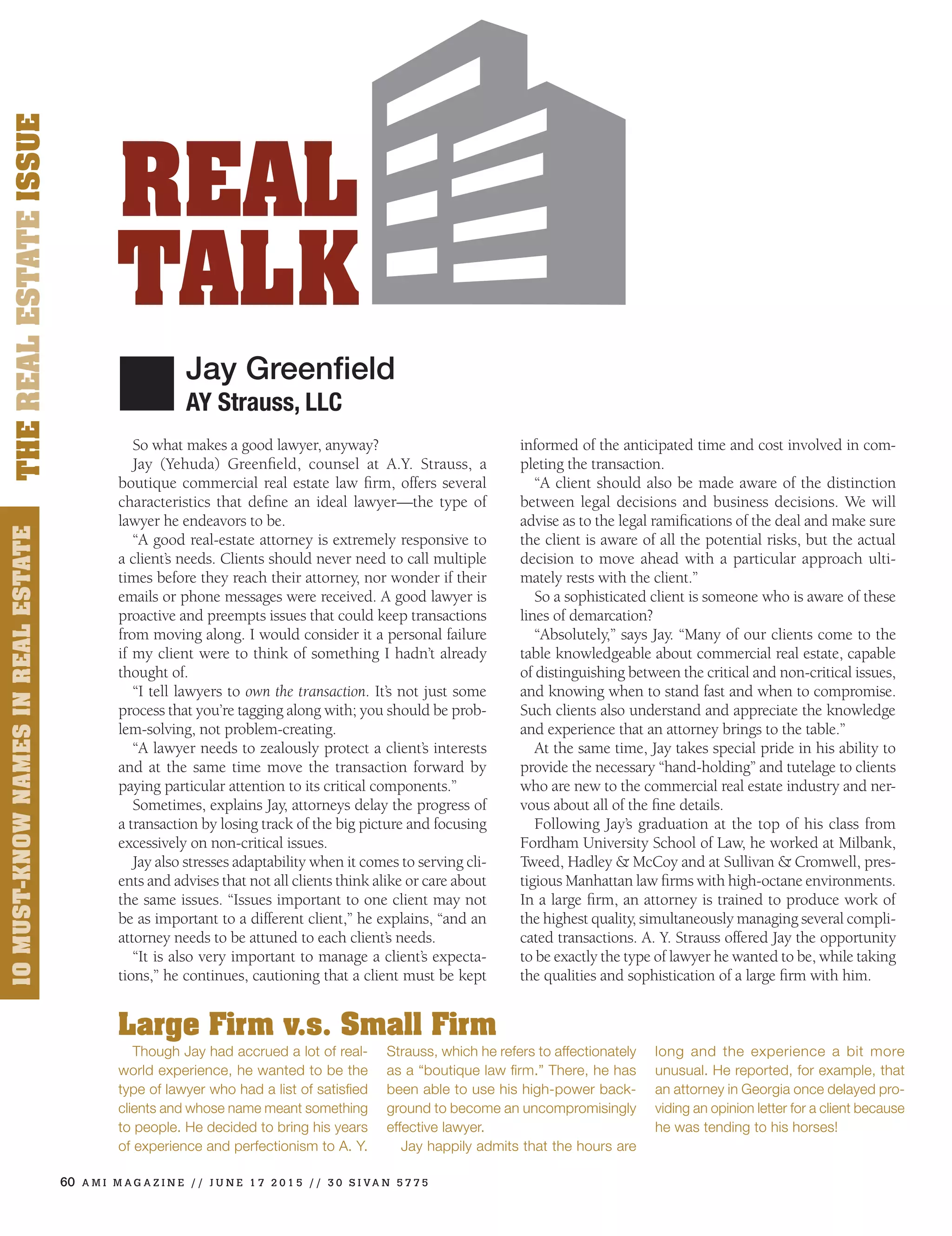 Article in Ami Magazine Real Estate Issue | PDF