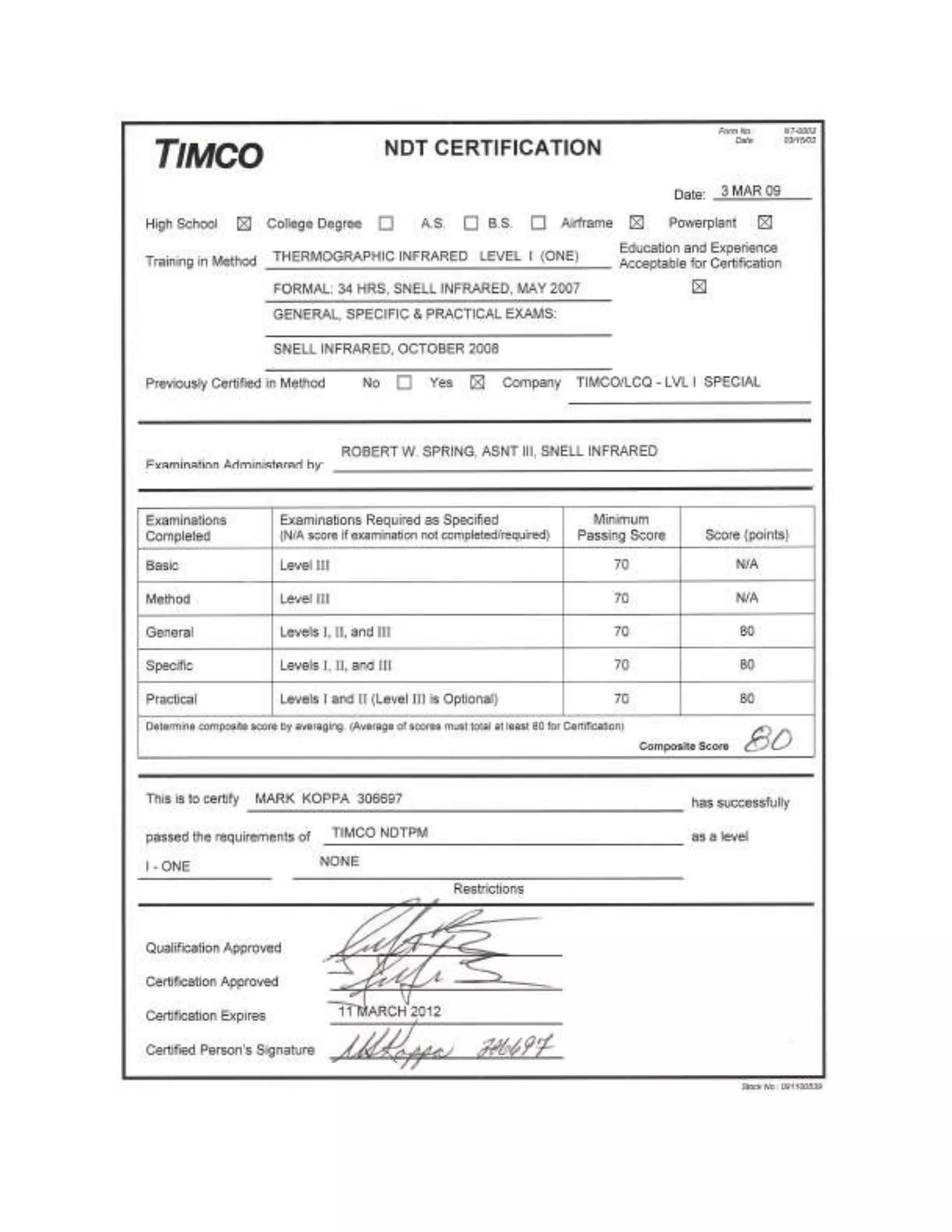 TIMCO NDT Certs | DOCX