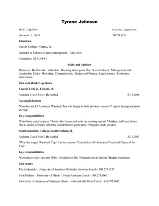 Tyrone Johnson Resume | DOCX