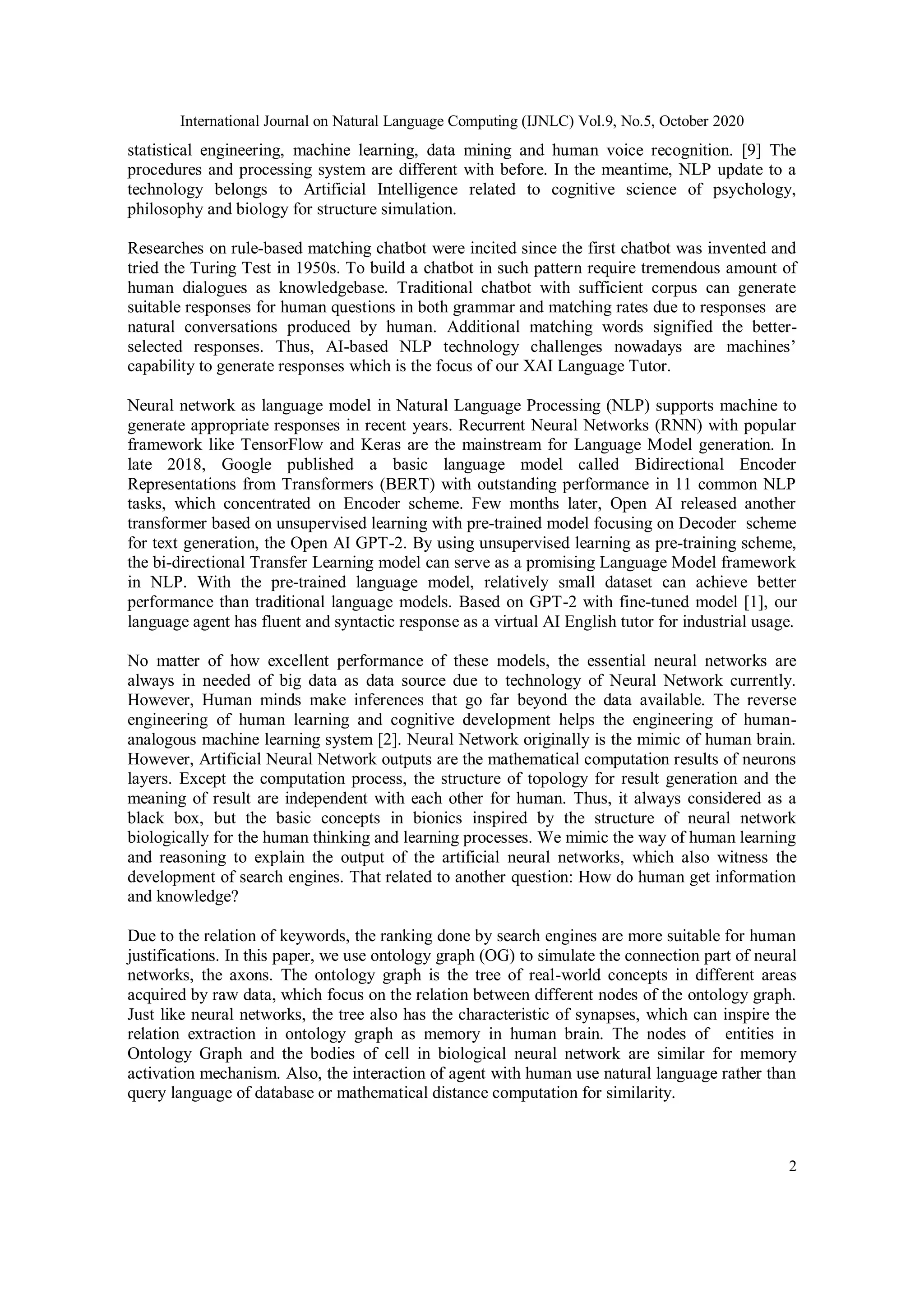 XAI LANGUAGE TUTOR - A XAI-BASED LANGUAGE LEARNING CHATBOT USING ONTOLOGY AND TRANSFER LEARNING ...