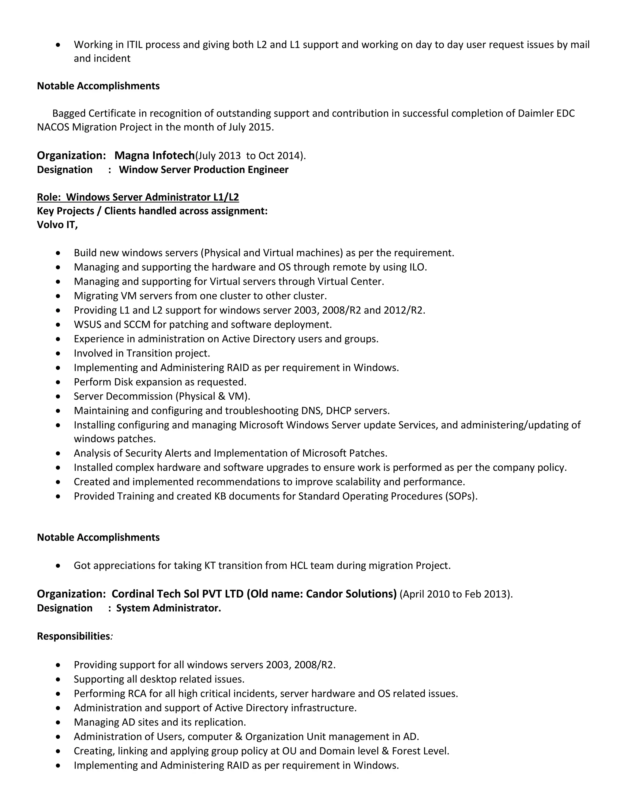 Karthik-Windows Server and VMware Administrator_6+years EXP CV | PDF