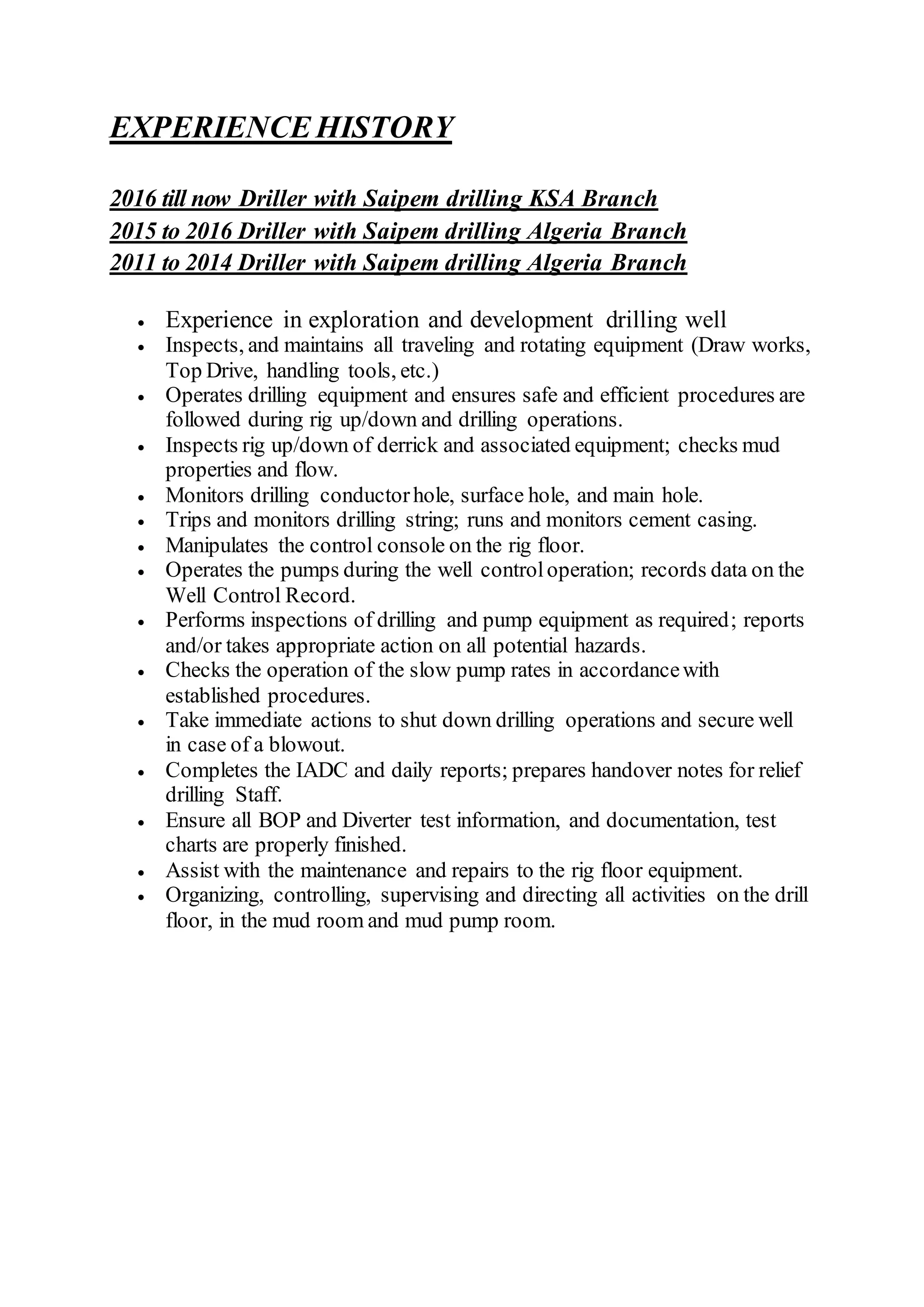 CV DRILLER | DOCX