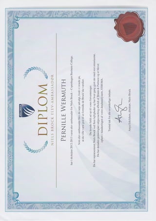 Niels Brock Amdassadør-diplom. | PDF