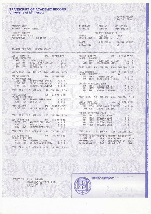 UofM transcript | PDF
