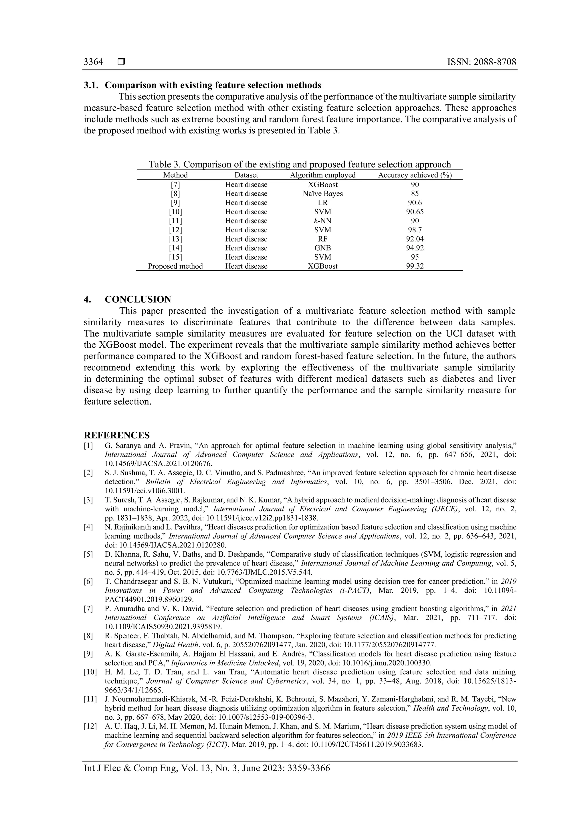 Multivariate Sample Similarity Measure For Feature Selection With A