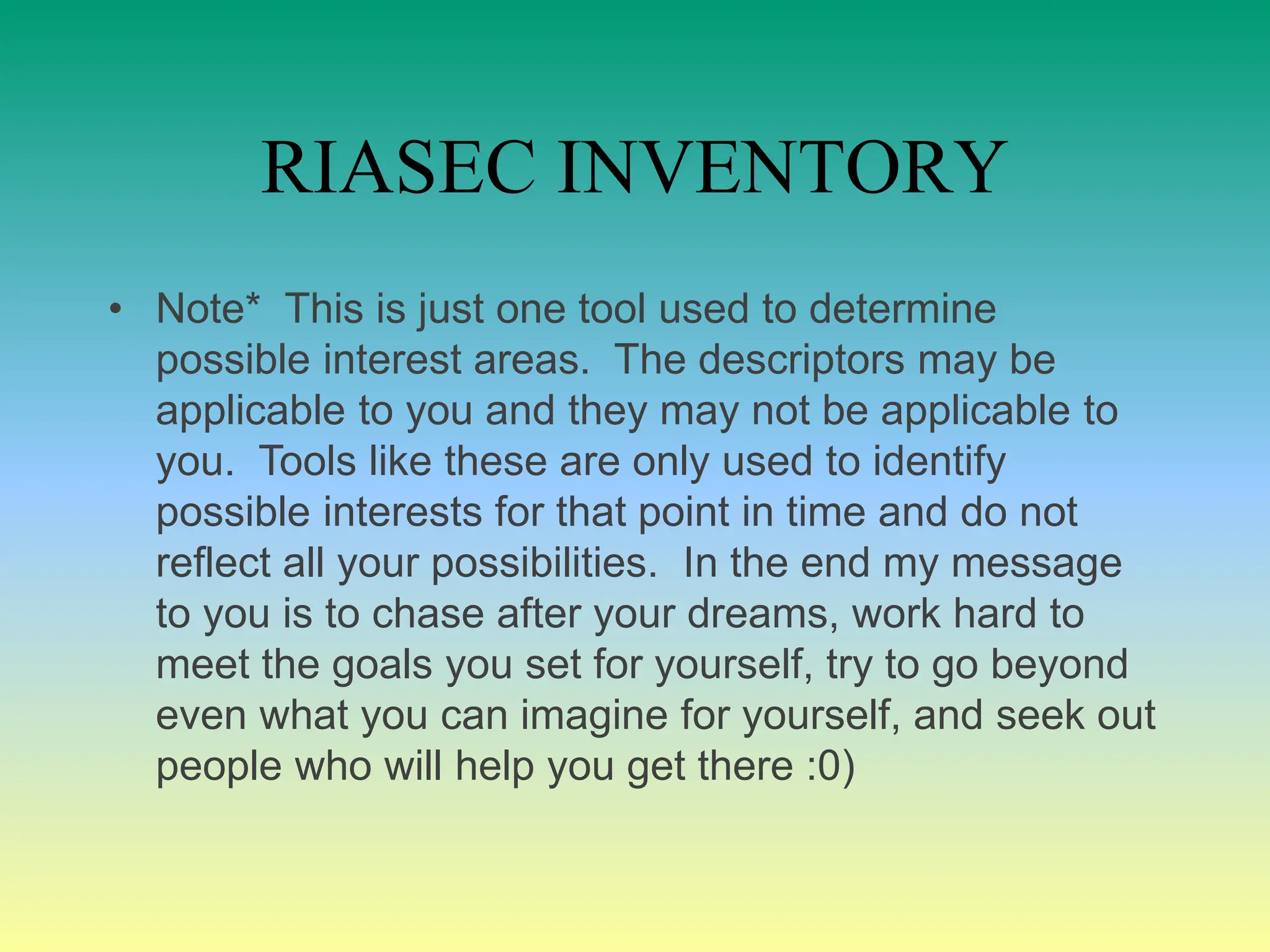What My Holland Personality Types-RAISEC | PPT