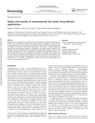 48 Safety and Toxicity of Nanomaterials for ocular drug delivery applications | PDF