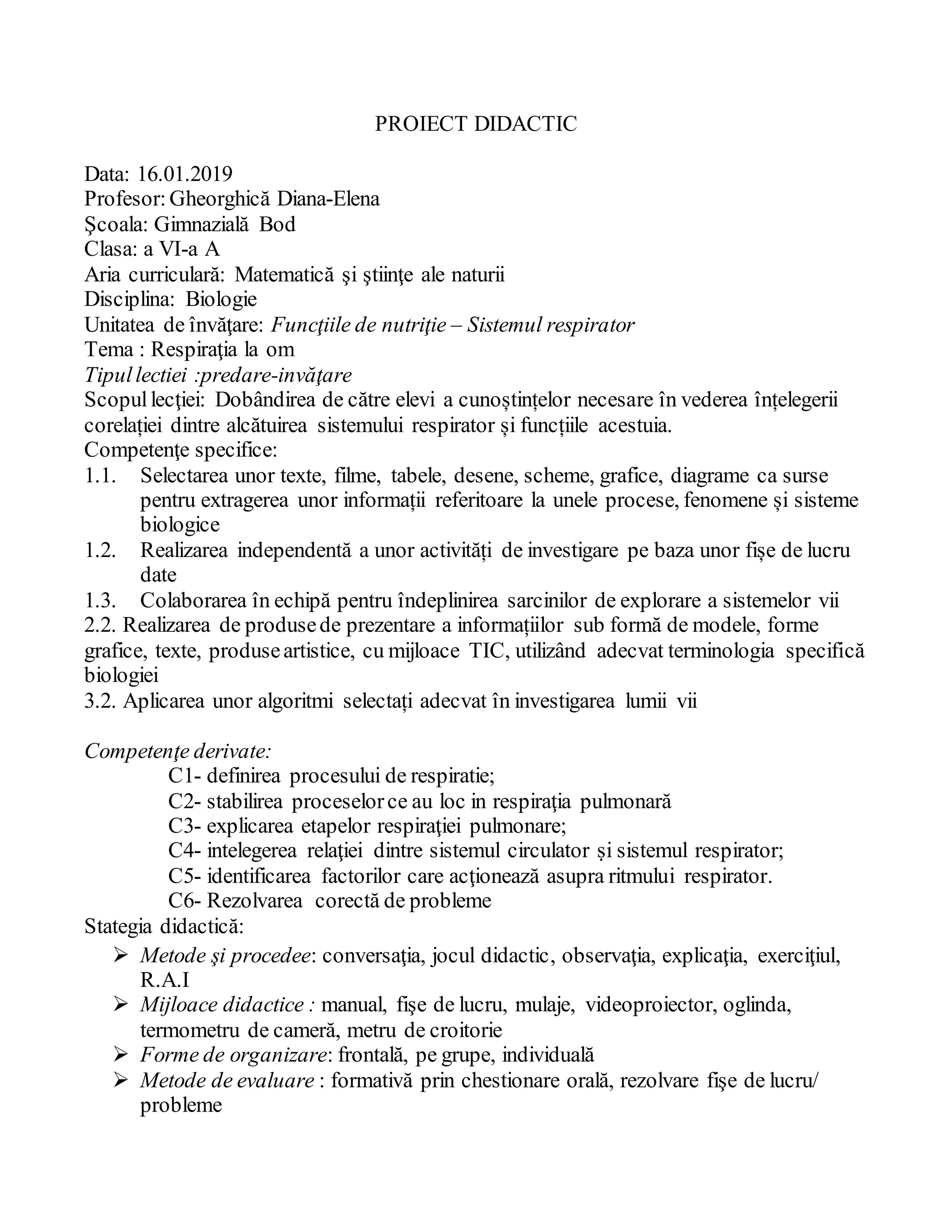 953-proiect Respiratia la om (1).doc