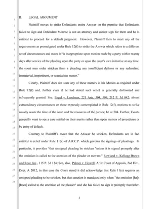 RESPONSE TO MOTION TO STRIKE DEFENDANTS ANSWER | PDF | Legal Services ...