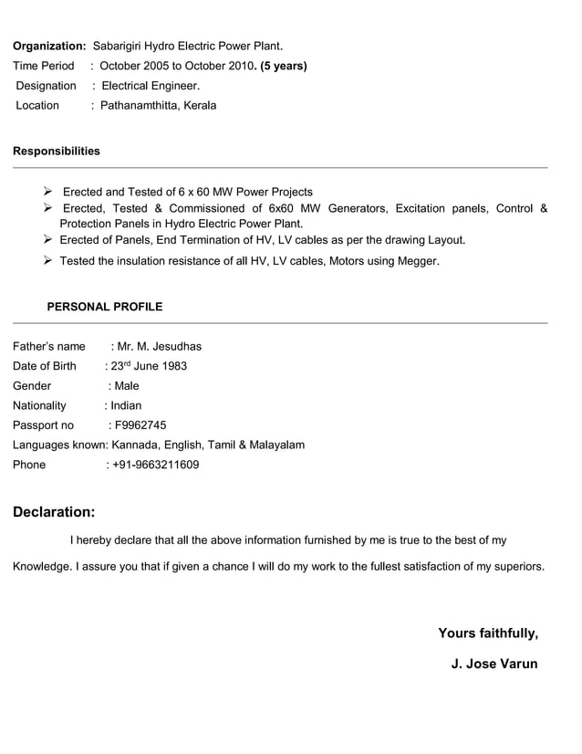 jose varun-Technical - Assistant Facility Manager- resume | PDF