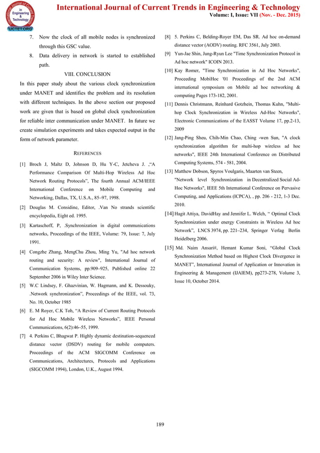 Investigation Of Clock Synchronization Techniques And Its Performance Impact In Manet Pdf