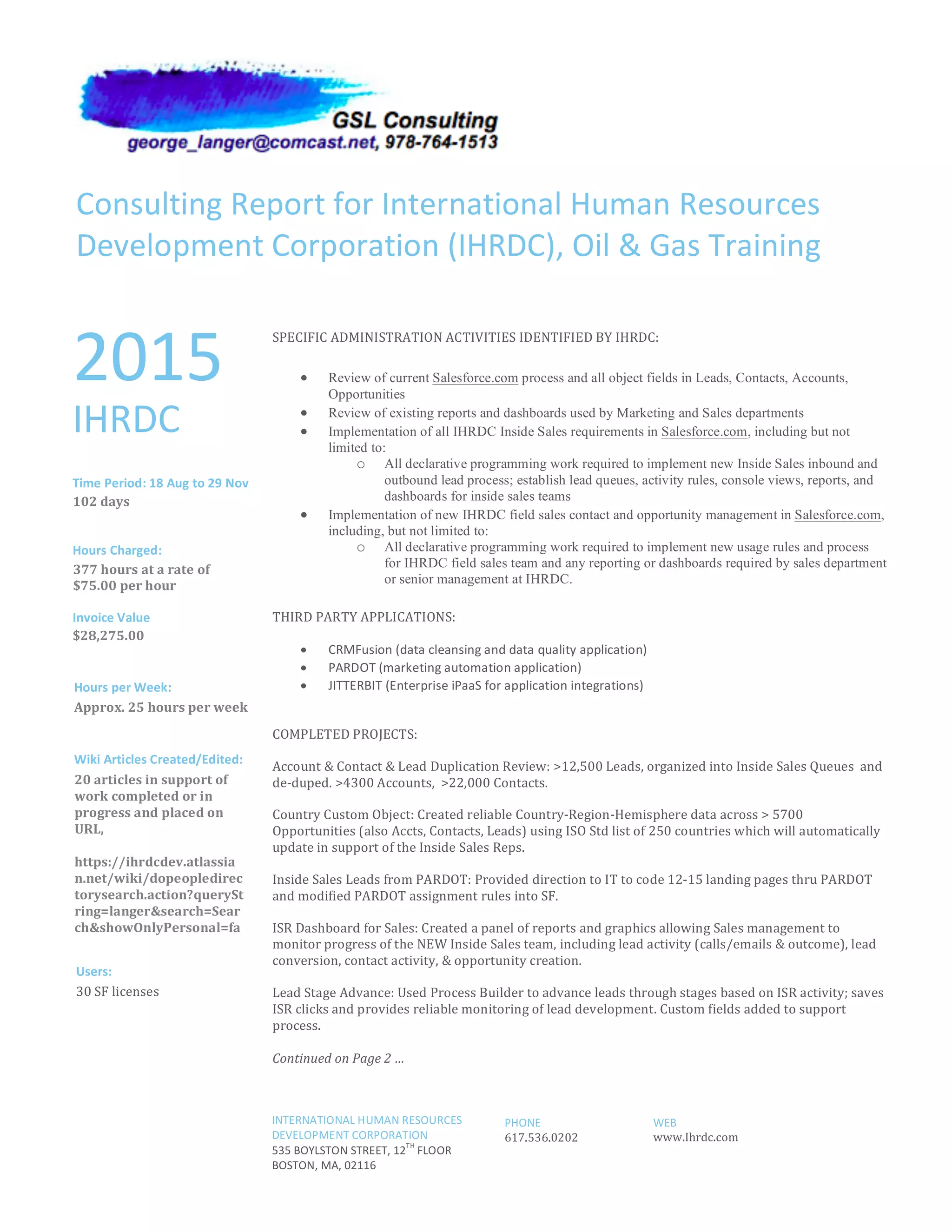 IHRDC consulting report PDF | PDF