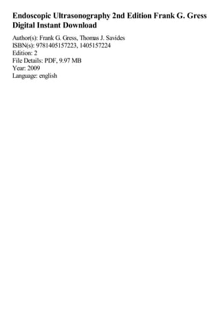 Endoscopic Ultrasonography 2nd Edition Frank G. Gress | PDF