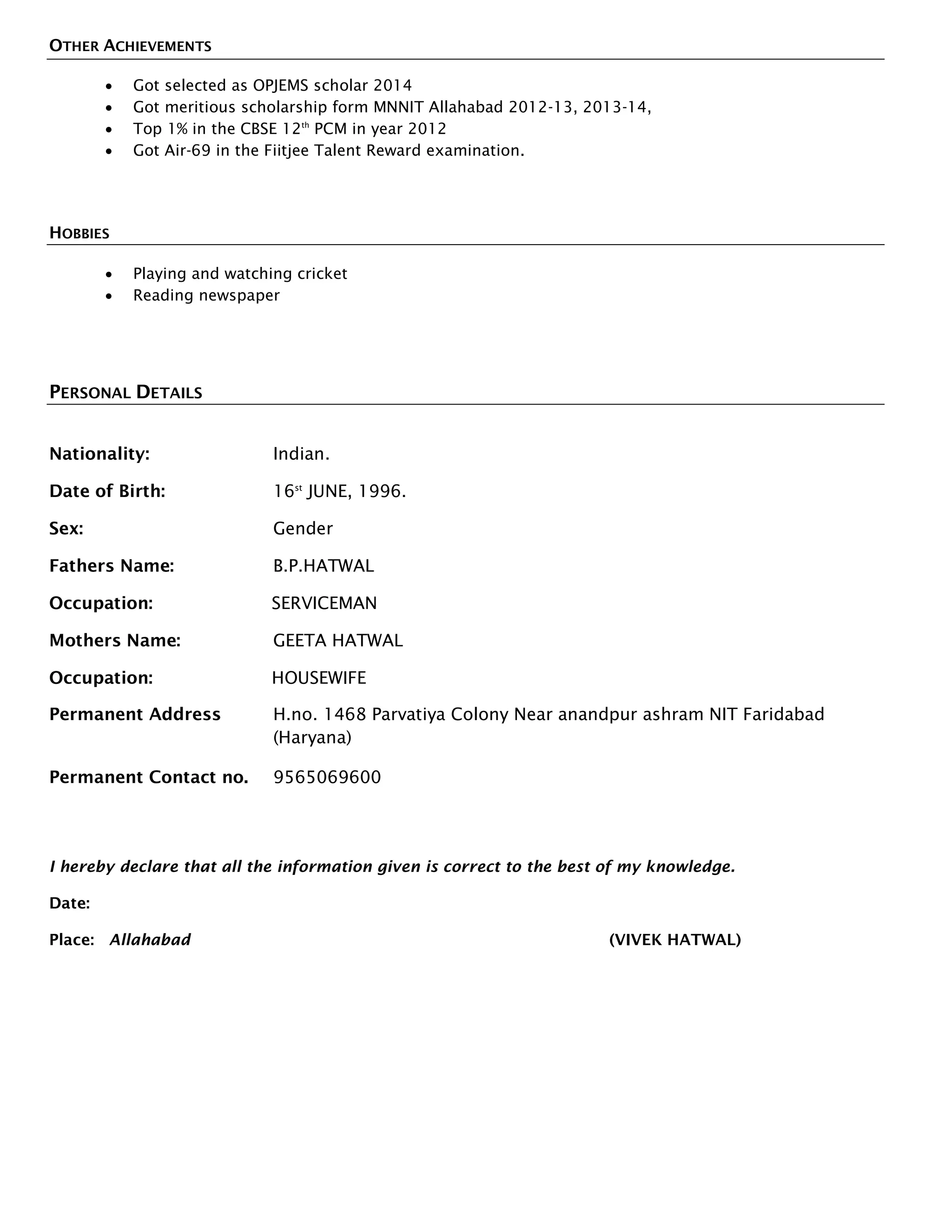 vivek hatwal update resume | PDF | Professional School | Postgraduate ...