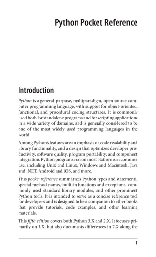 Python pocket reference 5ed. Edition Mark Lutz | PDF