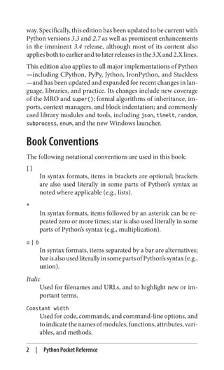 Python pocket reference 5ed. Edition Mark Lutz | PDF
