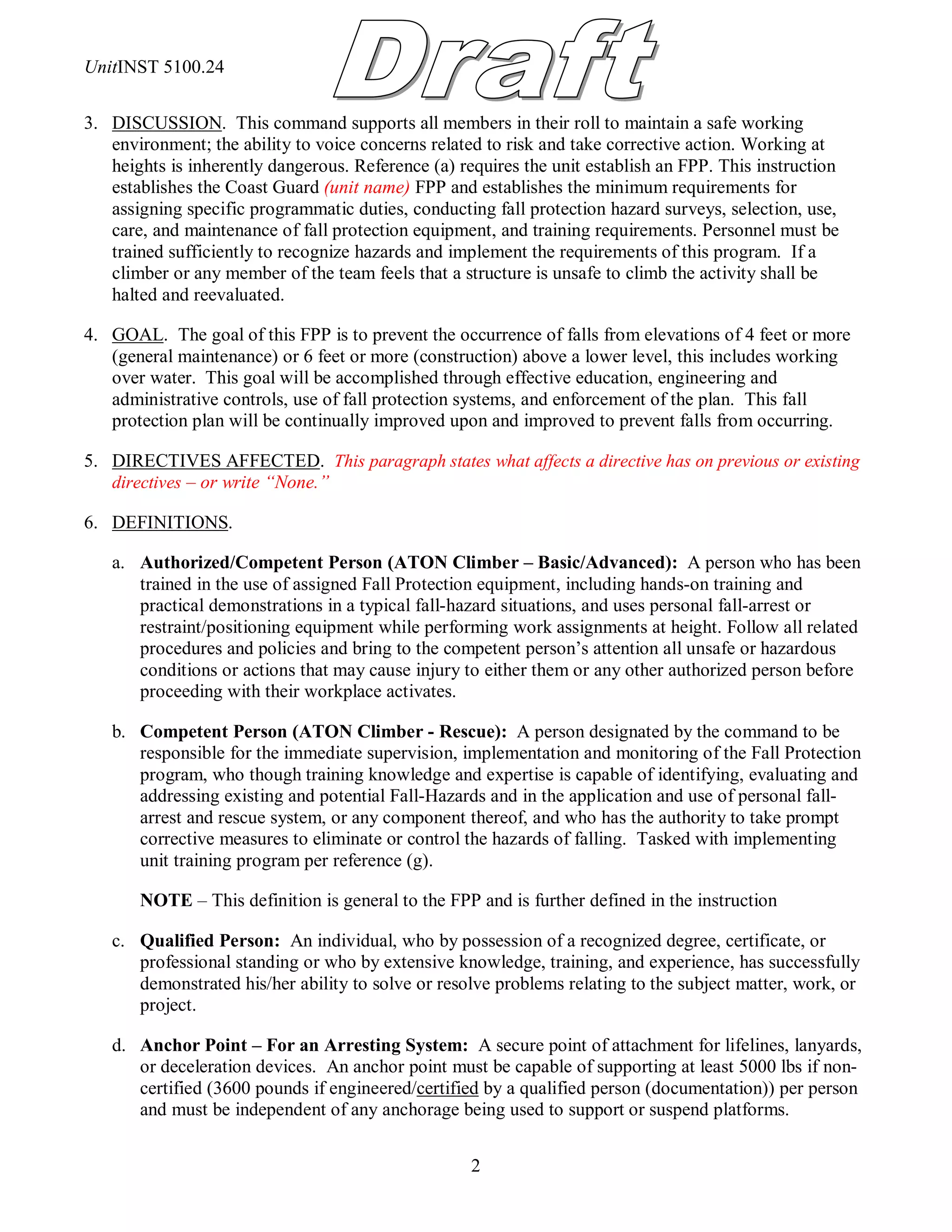 Fall Protection Plan Example Template | PDF