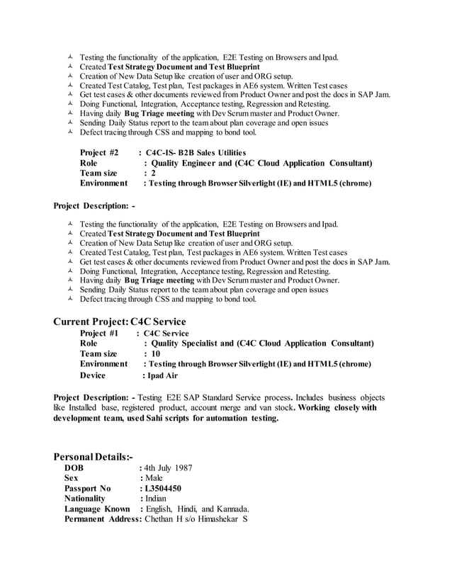 Chethan Updated Resume | DOCX | Operating Systems | Computer Software ...