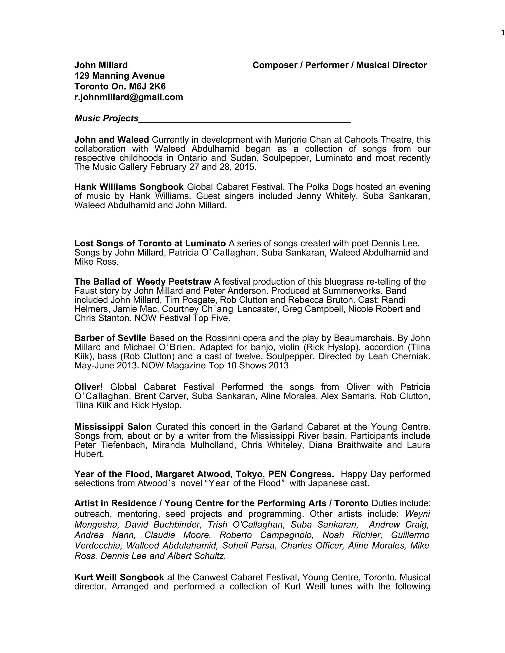 John's Resume February 2015 | DOC