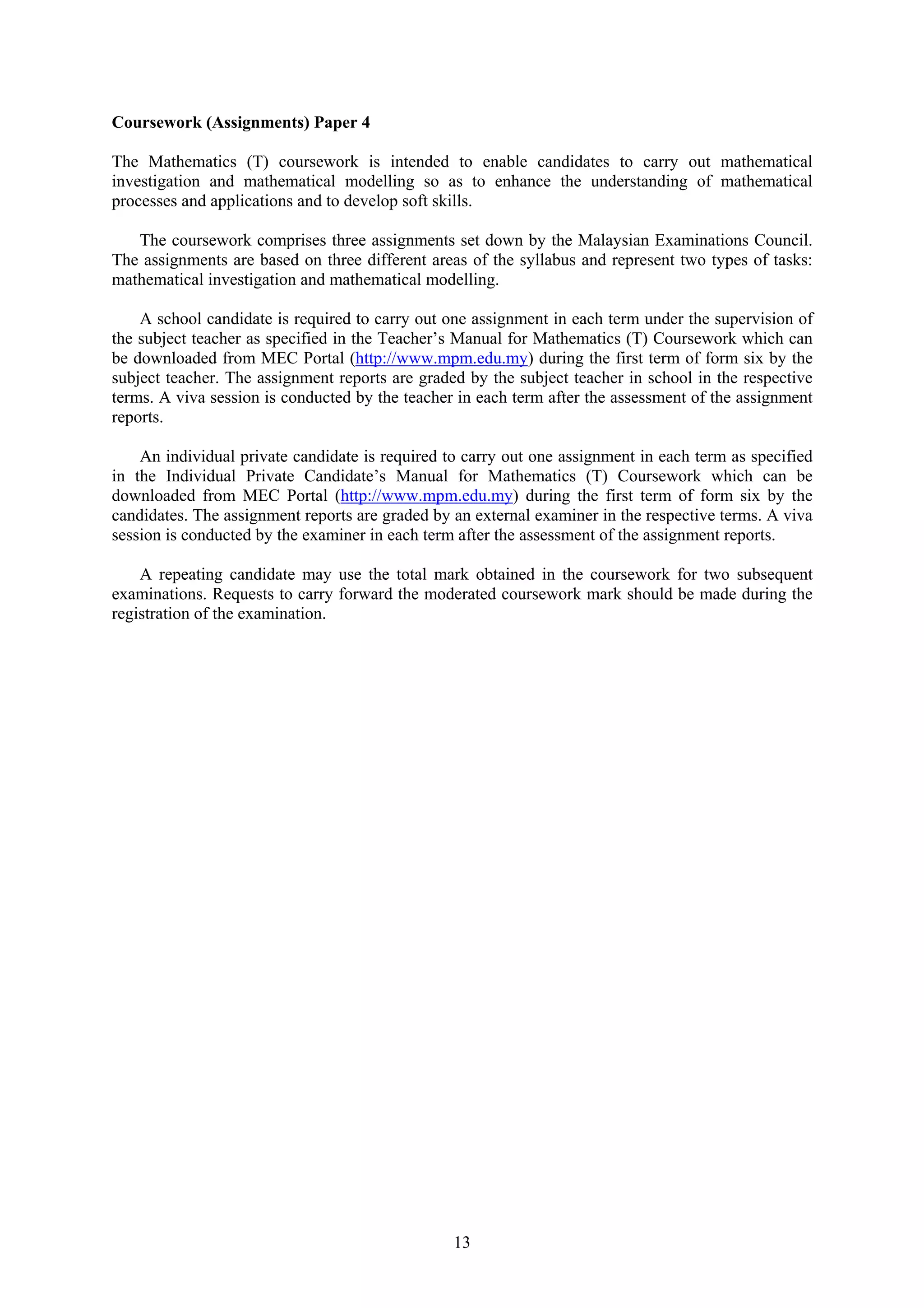 954 Sukatan Pelajaran Matematik (T) STPM (Baharu) | PDF