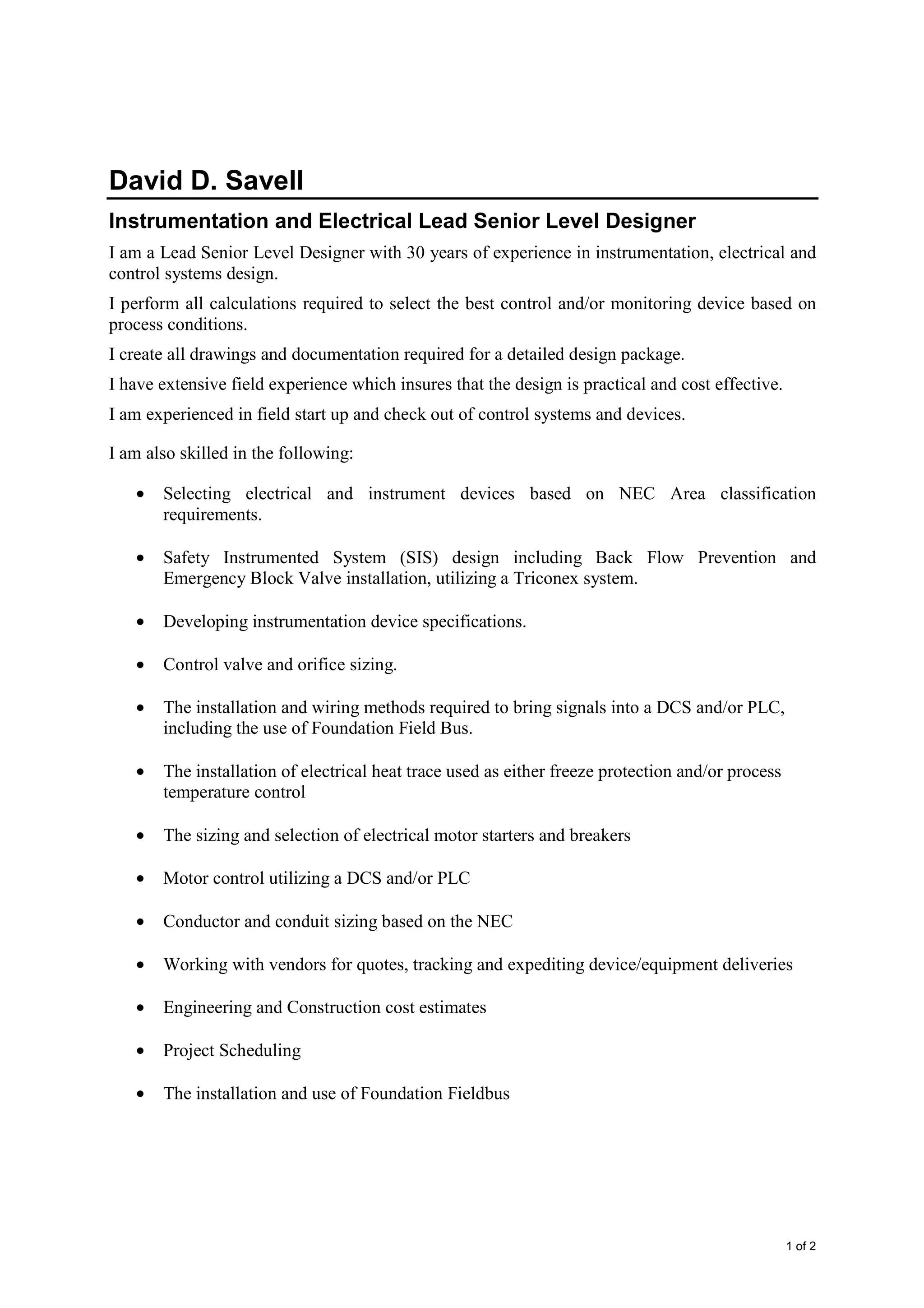 David Savell Resume | PDF