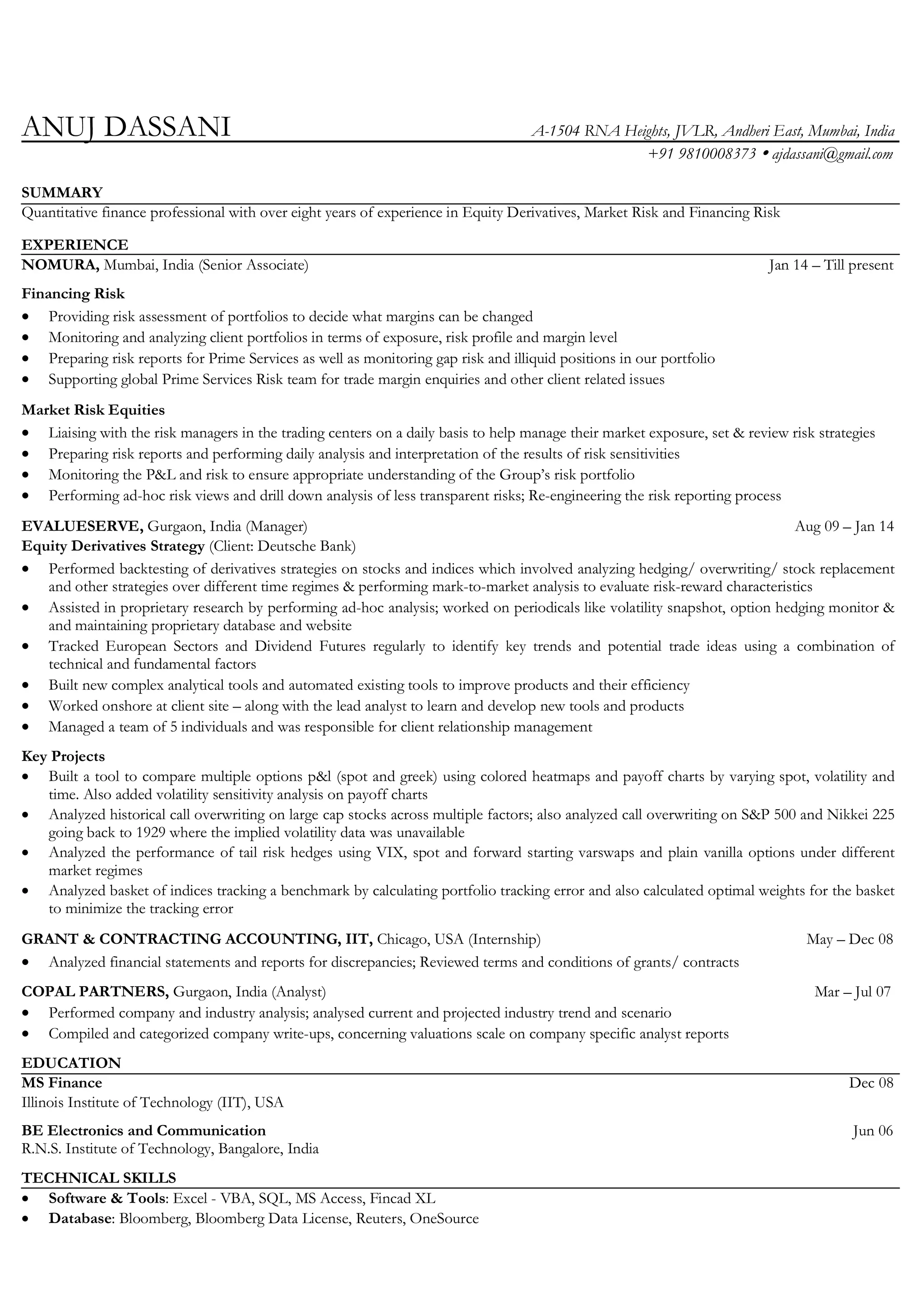 Resume - Anuj Dassani | PDF