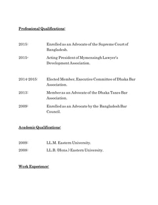 Curriculum Vitae of Md. Ariful Hoque (Lawyer) | DOCX