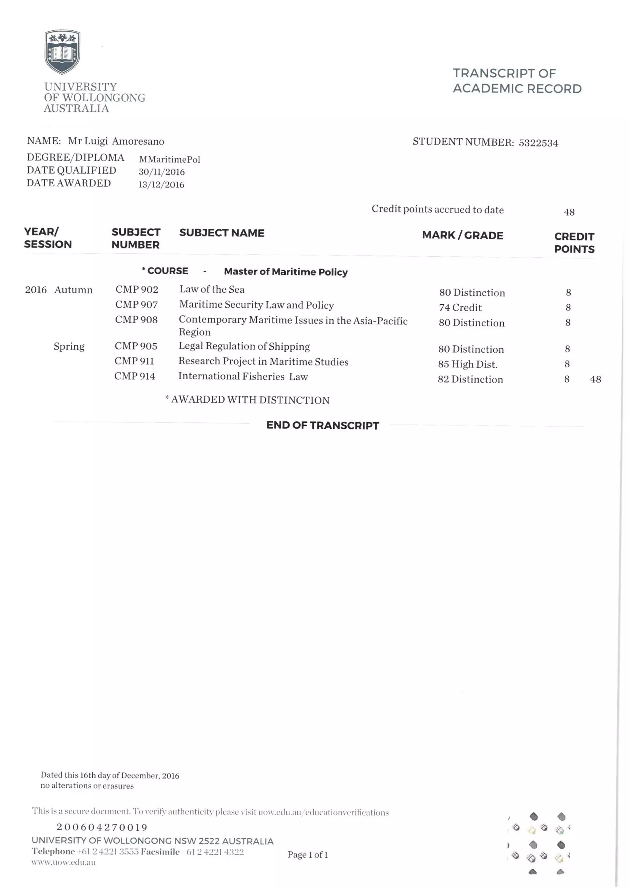 transcript of records maritime policy master | PDF