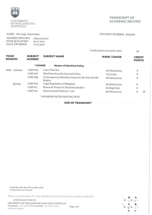 transcript of records maritime policy master
