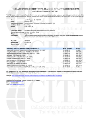 Social and Behaviorial Responsible Conduct of Research | PDF