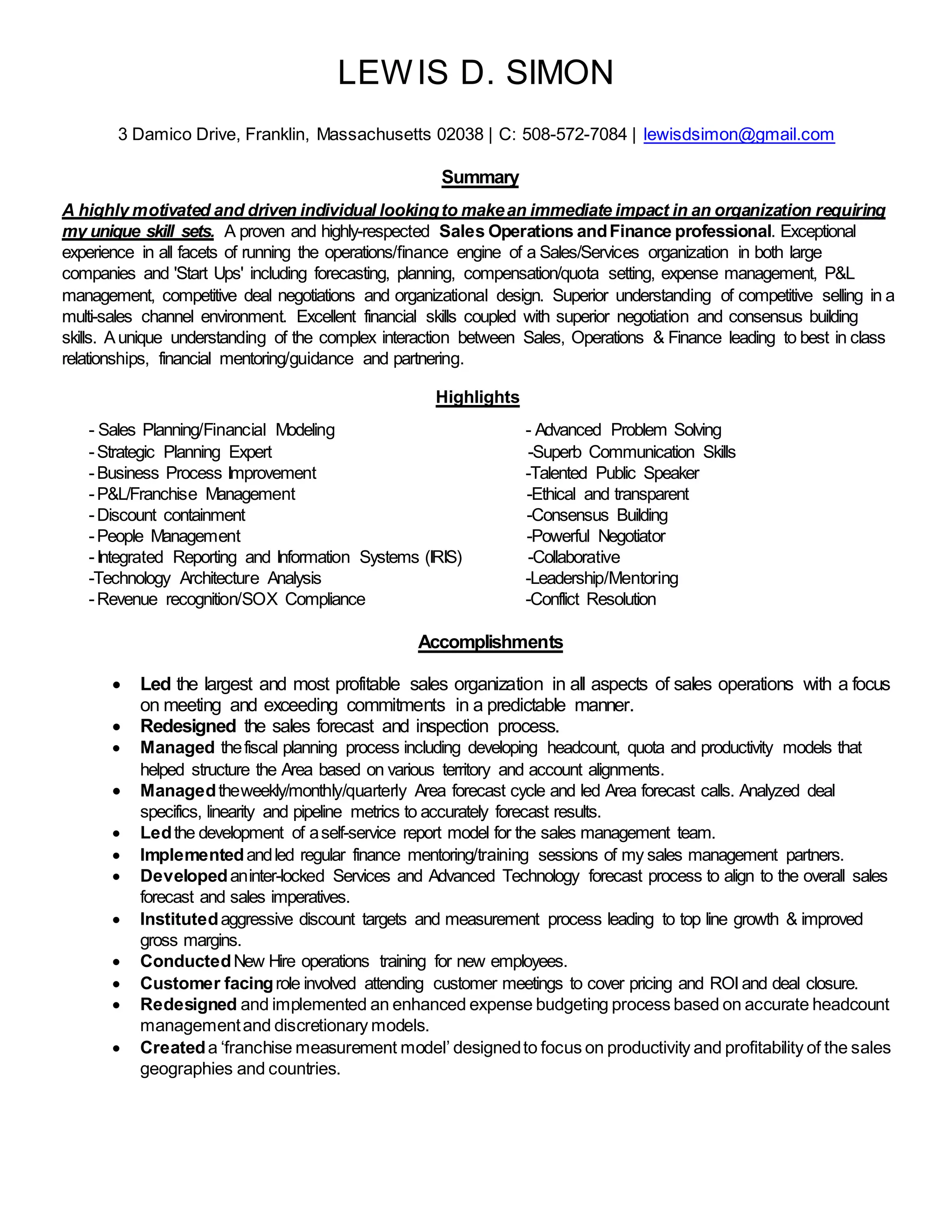 Lewis Simon Resume | DOCX
