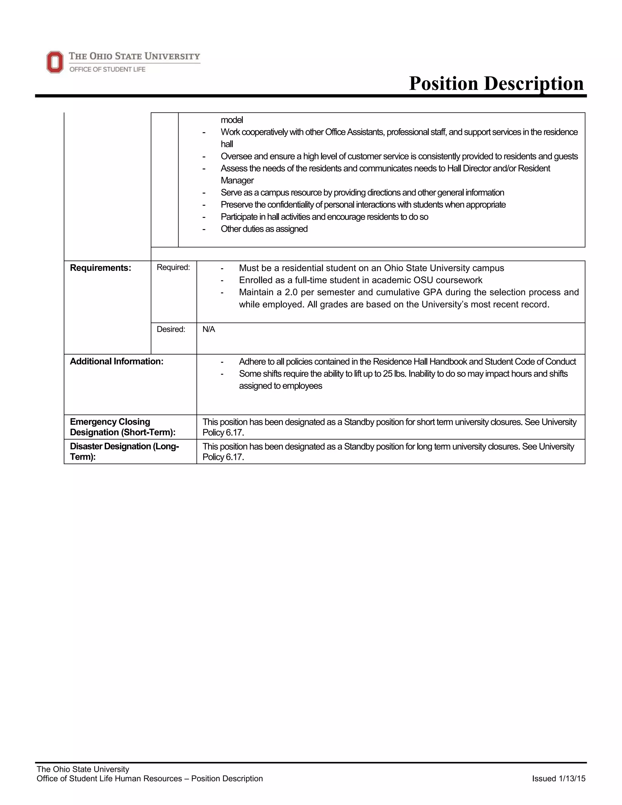 oa-position-description-final | PDF | Undergraduate Education | College ...