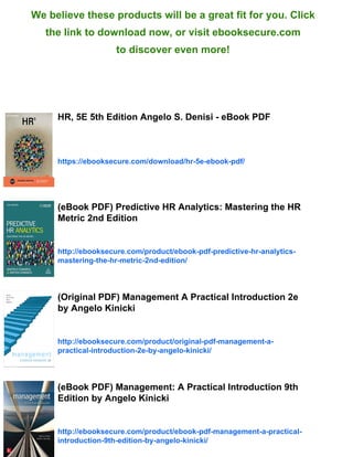 (eBook PDF) HR 5th Edition by Angelo DeNisi | PDF