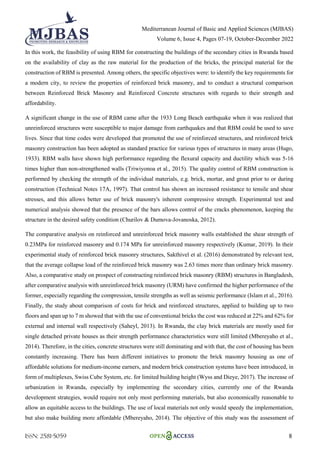 Reinforced Brick Masonry in Urbanization of Rwanda Secondary Cities | PDF