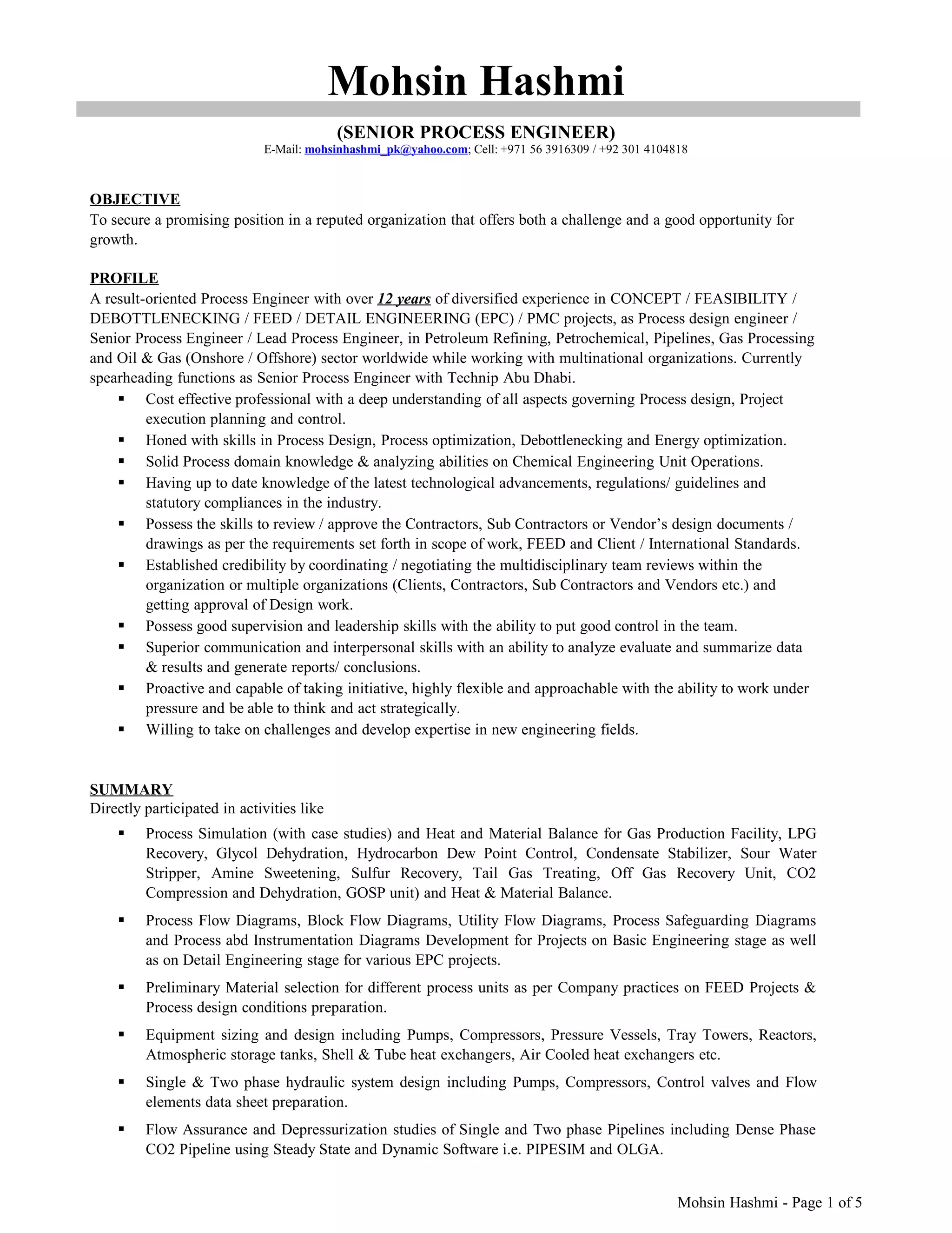 Mohsin Hashmi_Resume | DOC | Civil Engineering Industry | Industries