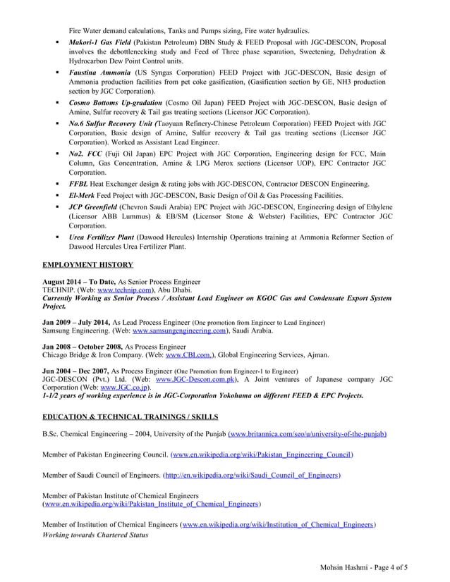 Mohsin Hashmi_Resume | DOC | Civil Engineering Industry | Industries