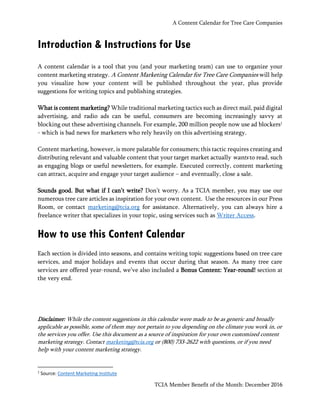 Content Calendar for Tree Care Companies | PDF