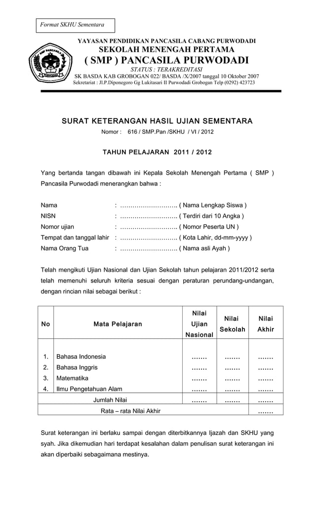 95800771 format-skhun-sementara | DOC