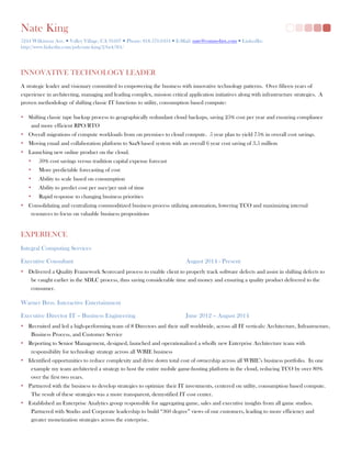 Nate King Resume 8-2014 AV | PDF | Cloud Computing | Internet