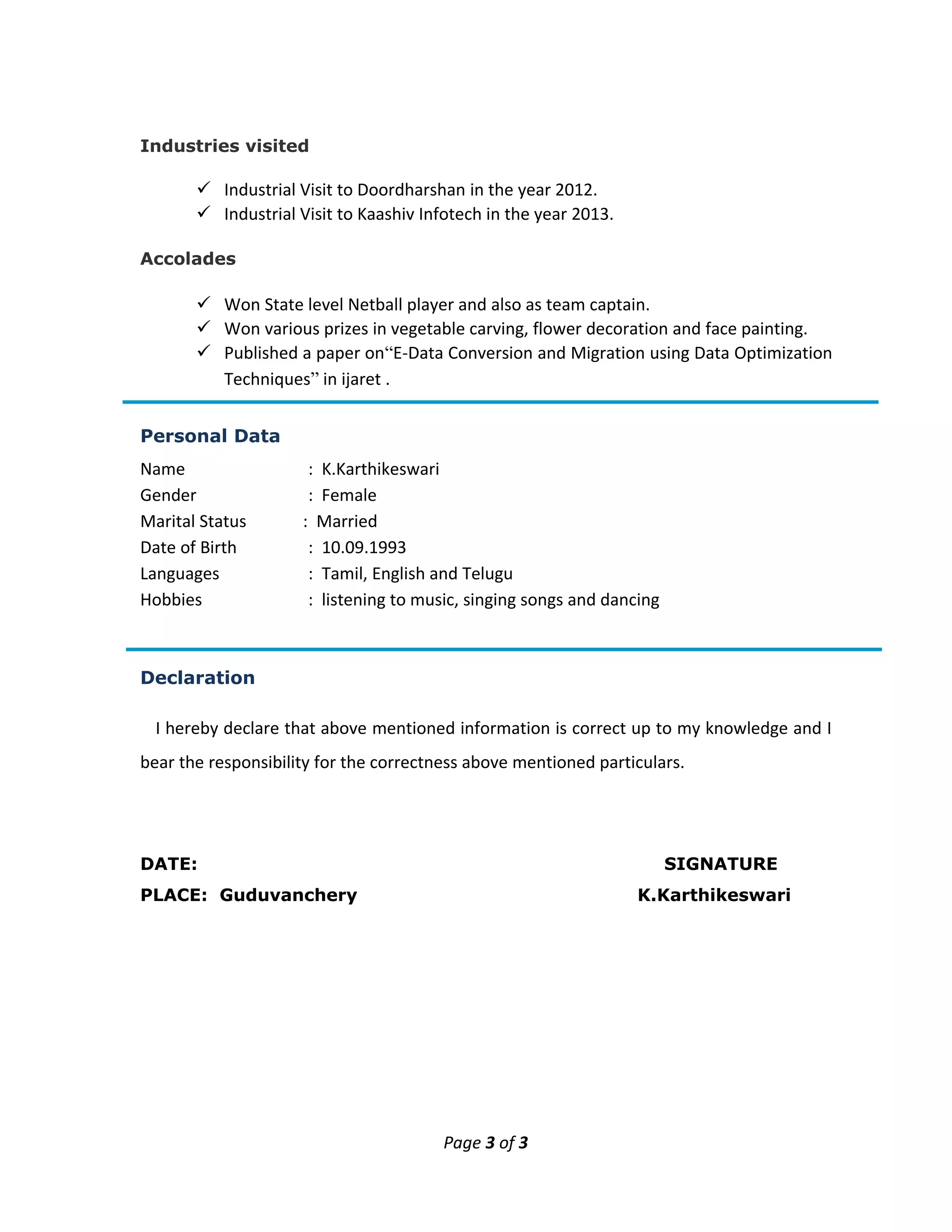 karthikeswari NEW resume | DOC