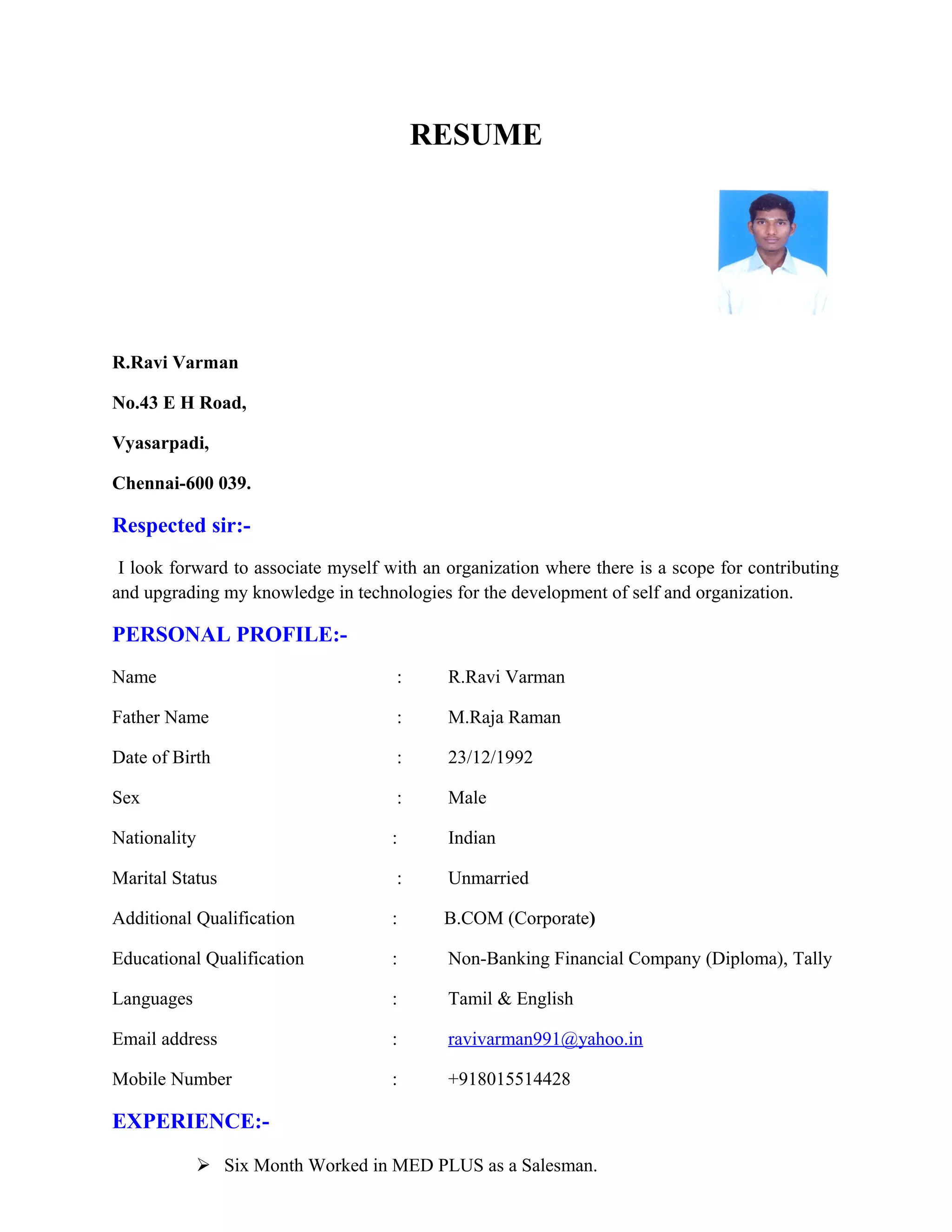 RAVI - RESUME new | DOC