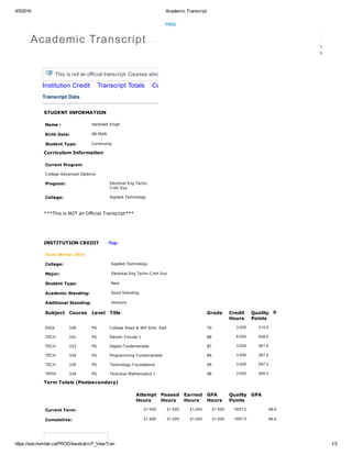 Academic Transcript | PDF